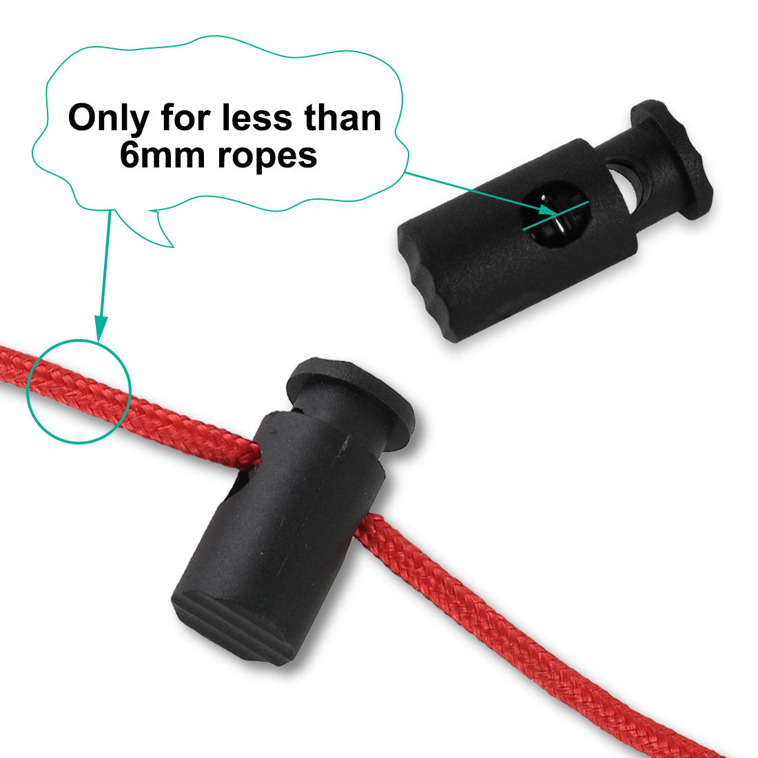 Uxcell Black Plastic Toggles Spring Stop Drawstring Rope Cord Locks 10 ...