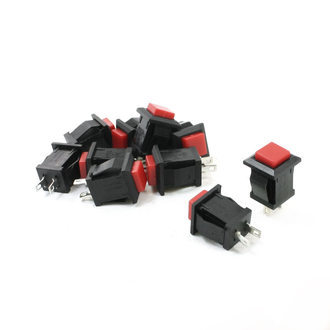 Uxcell 10Pcs Momentary Action Square Red Push Button Switch AC 250V/2A ...