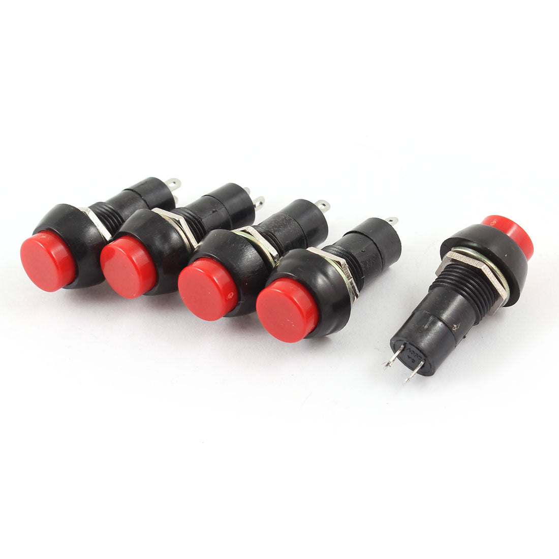 Uxcell AC 250V 3A Red Cap SPST Latching Push Button Switch 5 Pcs ...