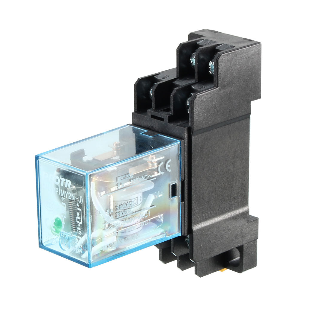 Uxcell DC 24V Coil Power DP2T Green Indicator Electromagnetic Relay w ...