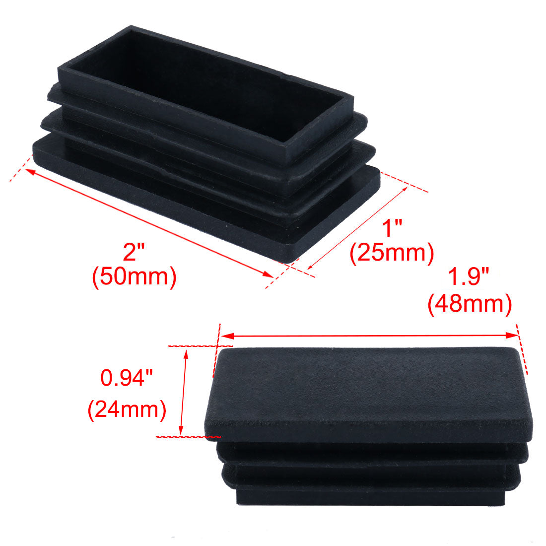 Uxcell 25mmx50mm Plastic Blanking End Cap Rectangle Tubing Tube Inserts 6 Pcs | Harfington