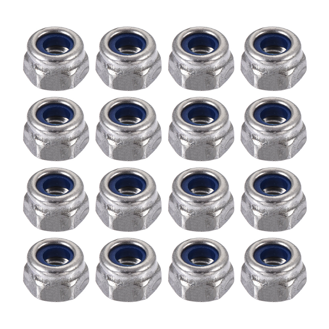 Uxcell 100 Pcs 304HC A2 70 A2-70 Stainless Steel Hex Nylon Nylon Lock ...