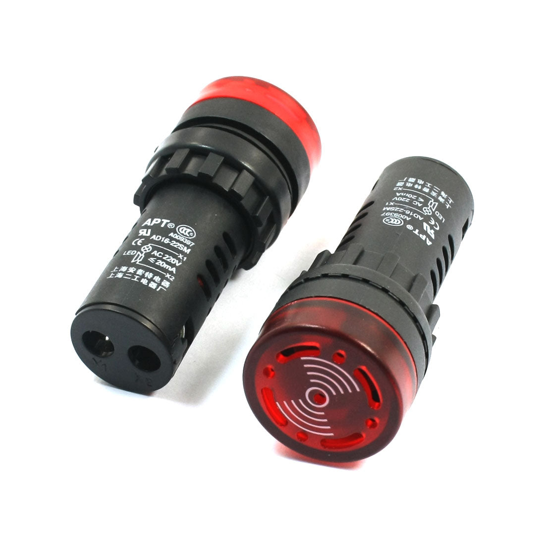 Uxcell AC 220V 28mm Red LED Signal Indicator Lamp Alarm Light w Buzzer ...