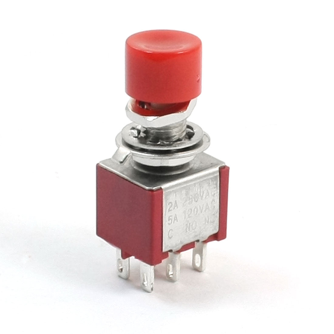 Uxcell AC 120V 5A Red Cap 6 Pin DPDT 2 Positions Momentary Mini Push ...