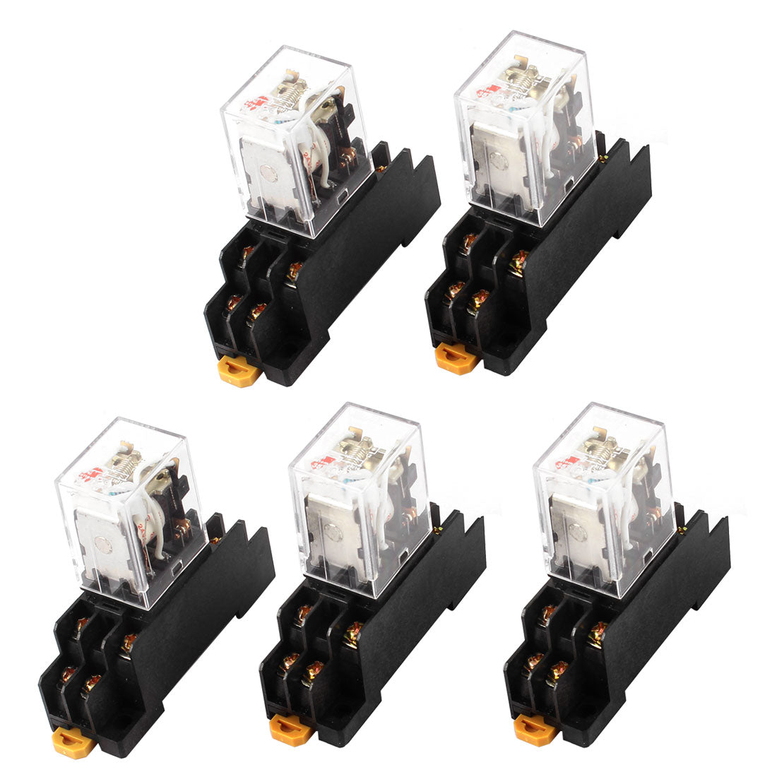 Uxcell 5pcs HH52PL AC 24V Coil Red Indicator Light 35mm DIN Rail DPDT 8 ...