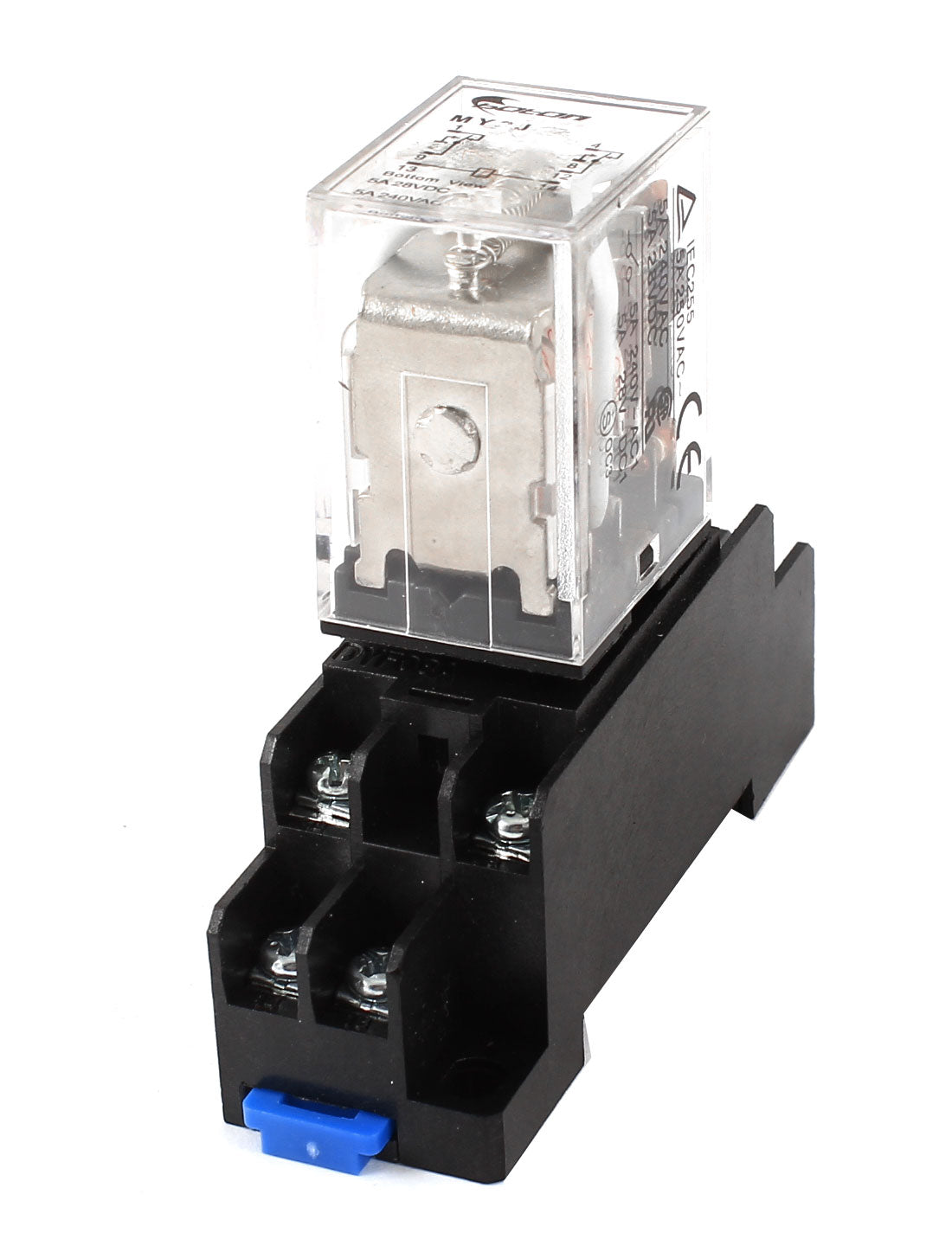 Uxcell AC 6V Coil 8Pin DIN Rail Electromagnetic Power Relay MY2J w Base ...