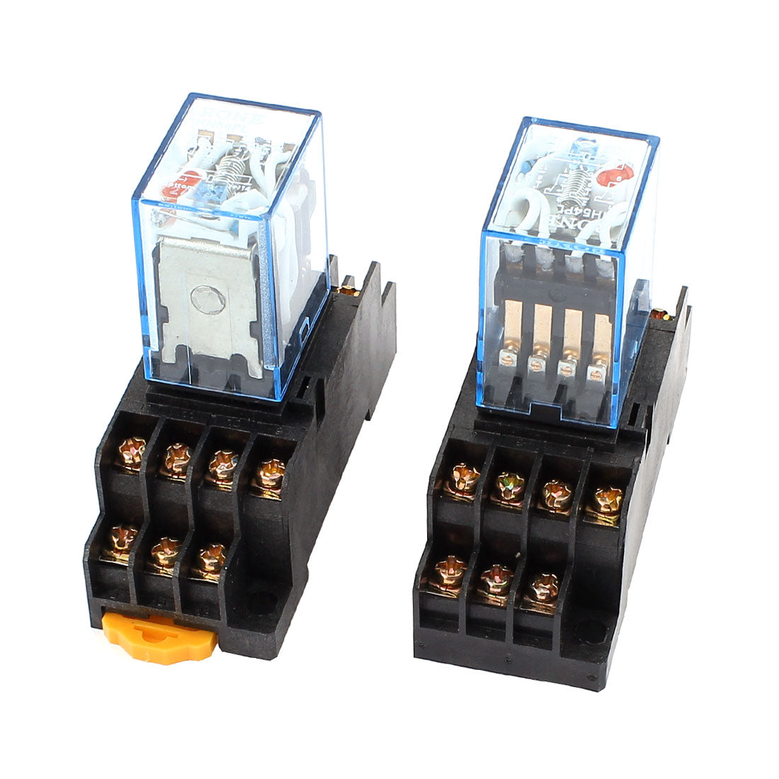Uxcell 2 Pcs AC 110/120V 5A Coil Red Indicator Light 35mm DIN Rail 4PDT ...