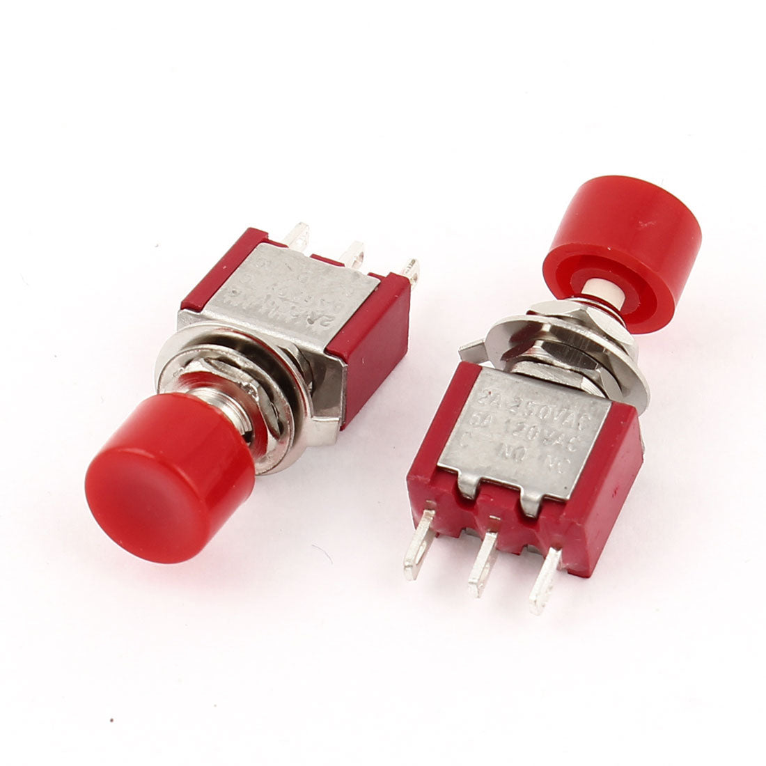 Uxcell 2 Pcs AC 120V 5A 3 Pole SPDT 1NO 1NC Momentary Red Round Push ...