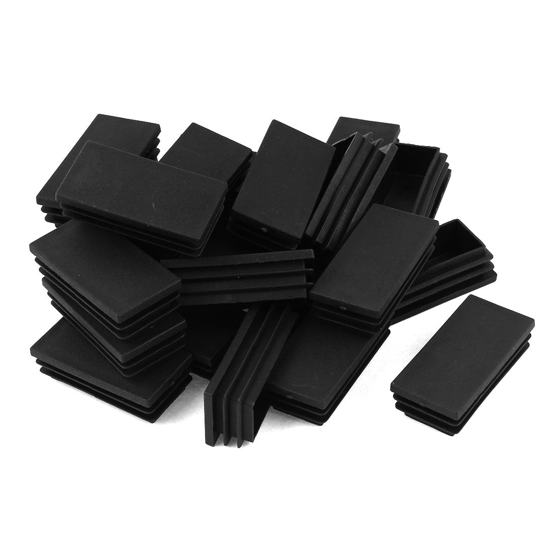 Uxcell 24 Pcs Black Plastic Rectangle Blanking End Caps Tubing Tube ...