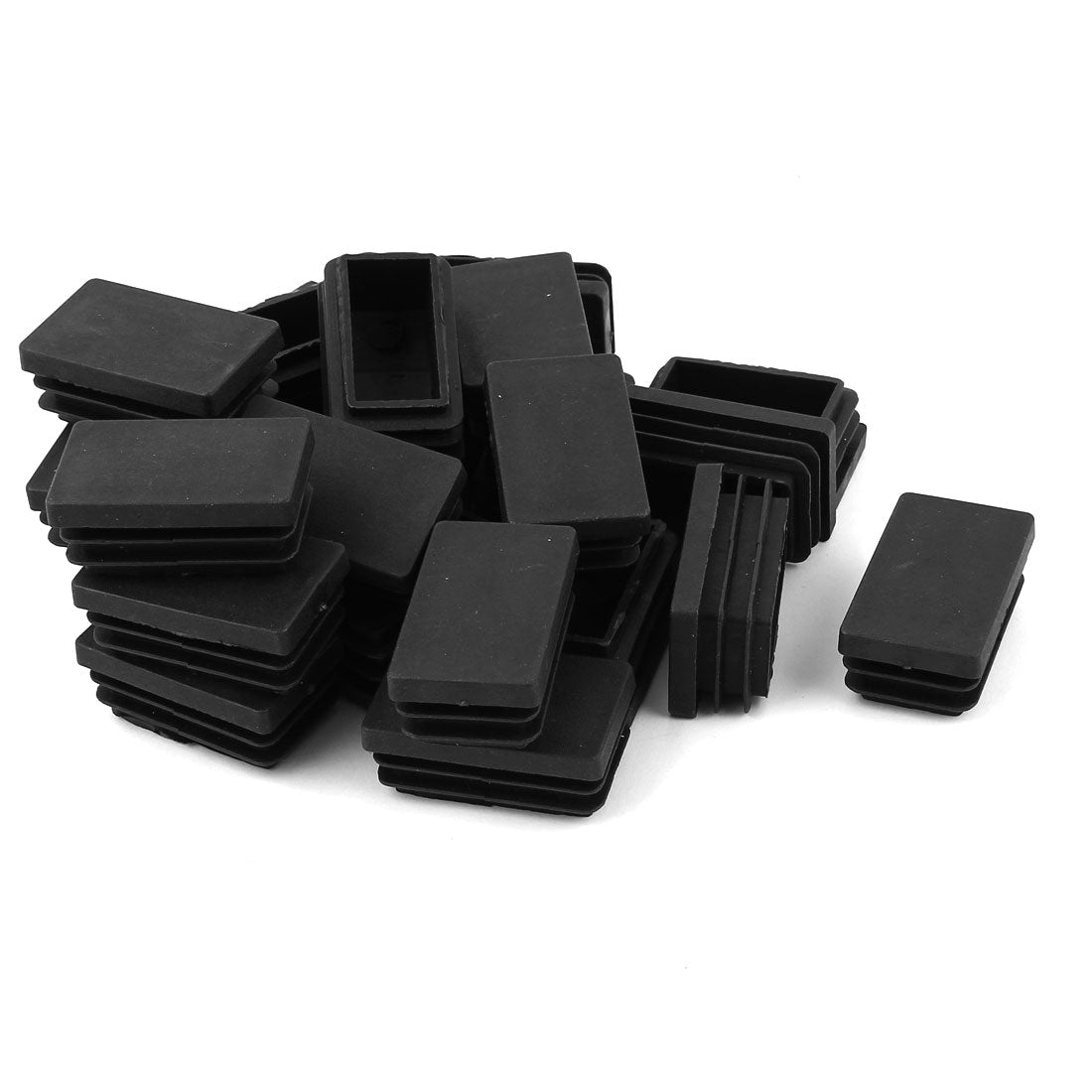 Uxcell 24 Pcs Black Plastic Rectangle Blanking End Caps Tubing Tube ...