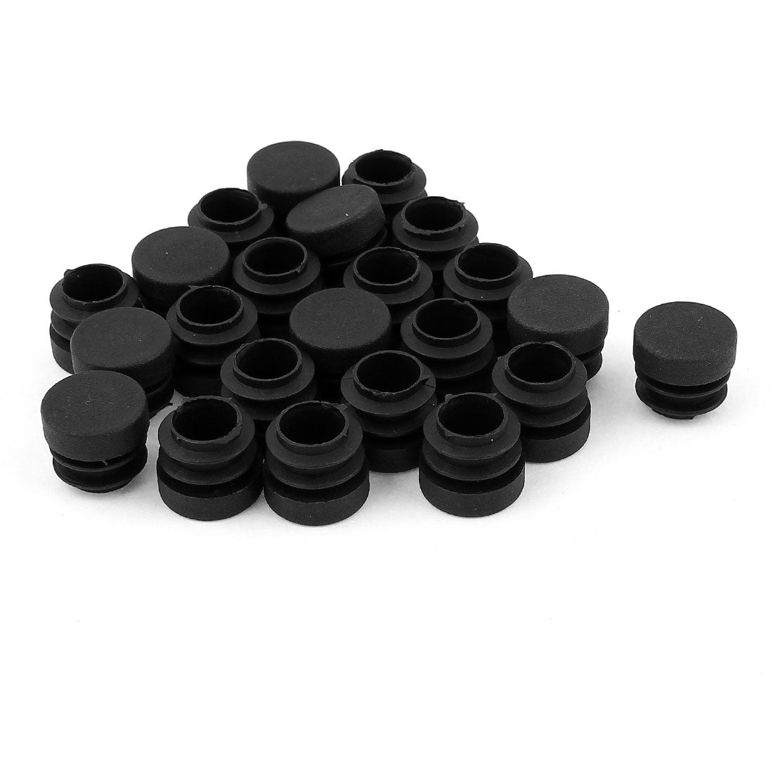 Uxcell Black Plastic Round 19mm Dia Blanking End Cap Ribbed Tubing Tube ...