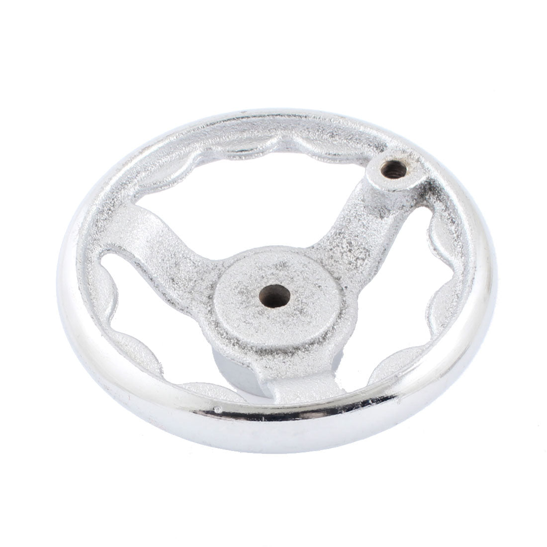 Uxcell 9mmx115mm 3 Spoke Round Silver Tone Iron Hand Wheel Handwheel ...