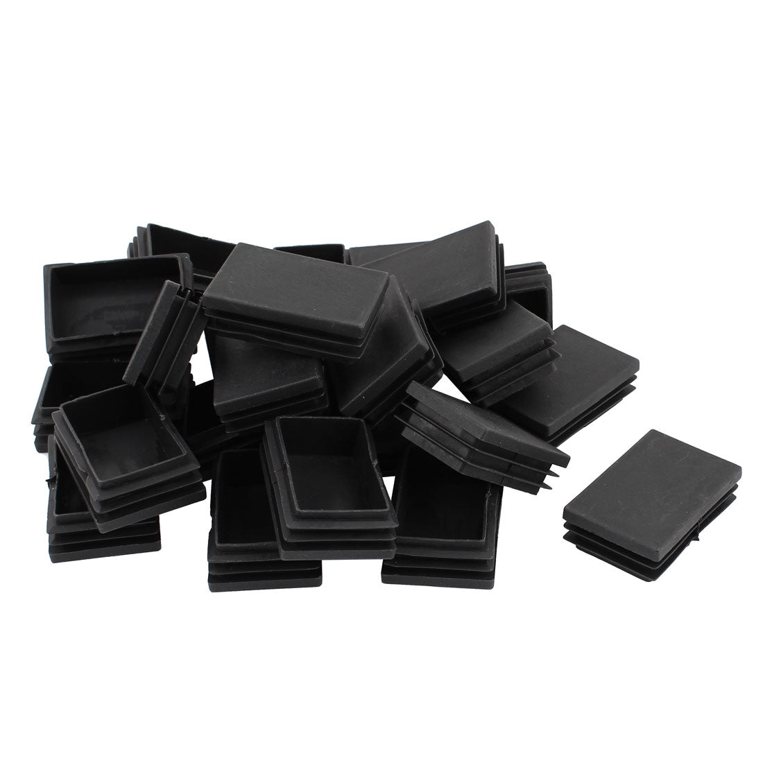 Uxcell 40mm x 60mm Plastic Rectangle Shaped End Cup Tube Insert Black ...