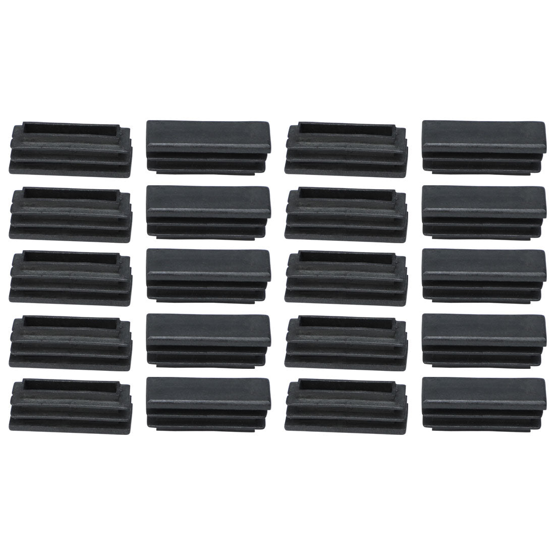 Uxcell 20 Pcs Plastic Rectangle End Caps 38mm x 13mm Ribbed Tubing Tube ...