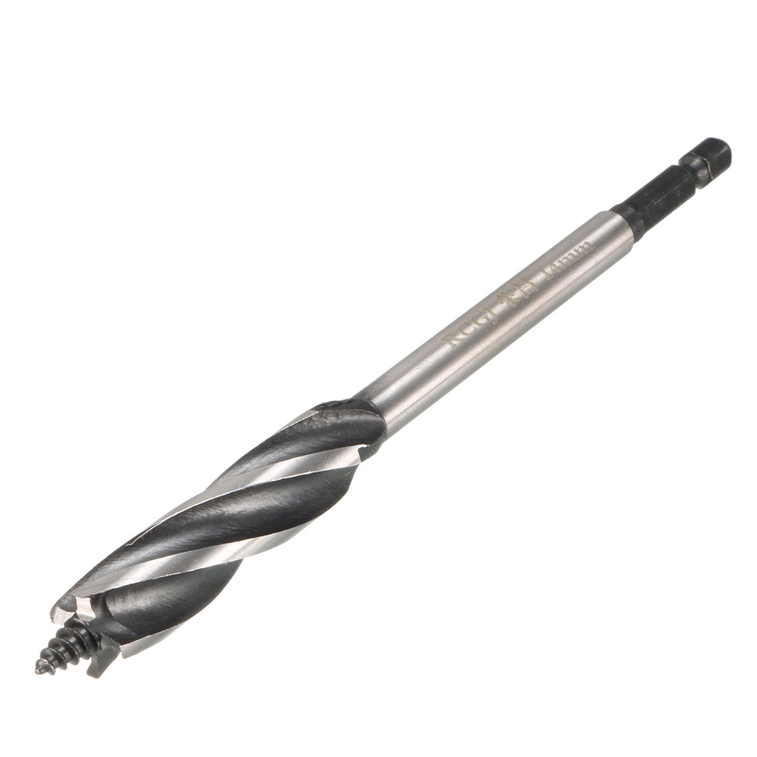 Uxcell 1/4" Hex Shank 14mm Dia Woodworking Wood Quad Fluted Auger Drill ...