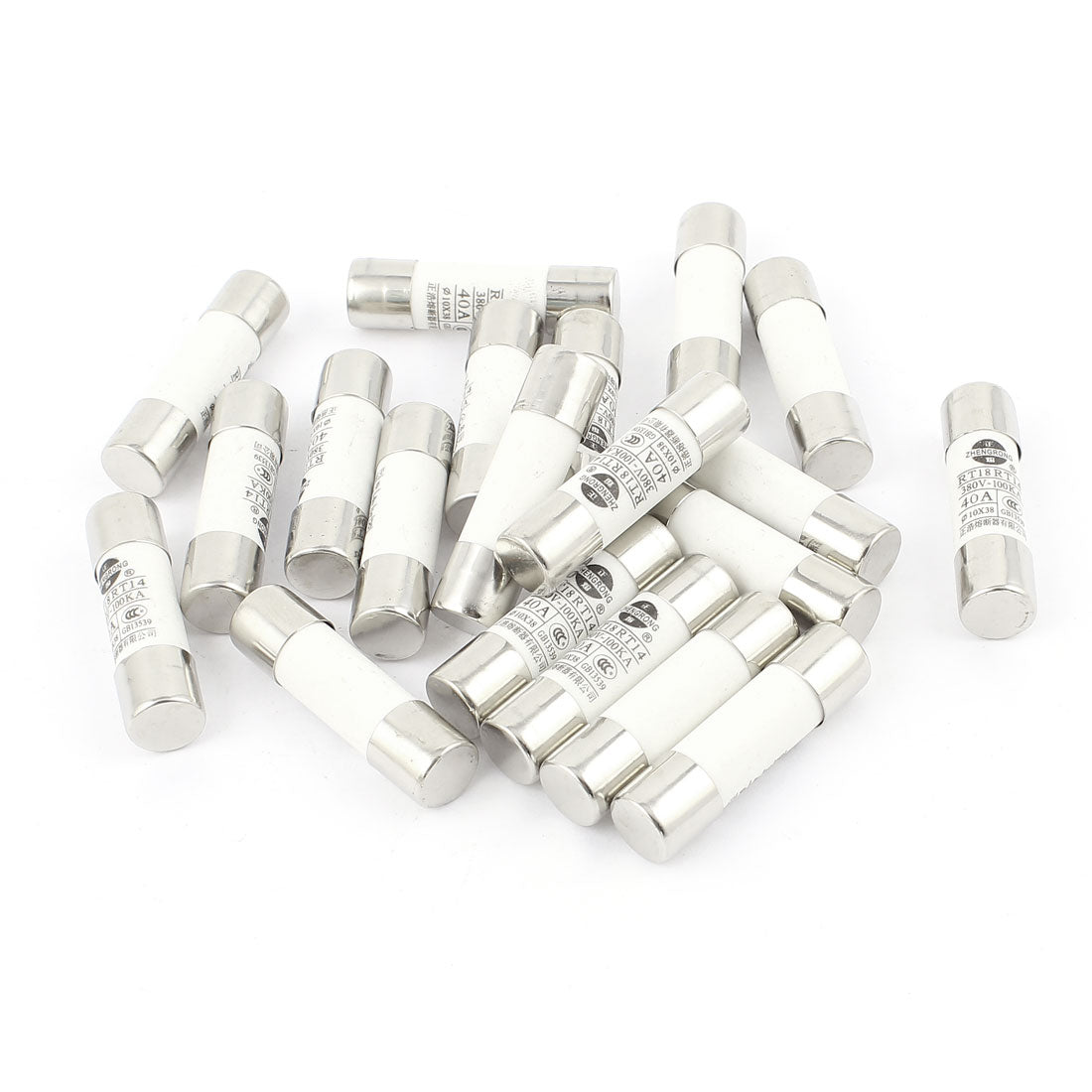 Uxcell 20 Pcs RO15 RT18 RT14 Ceramic Cylindrical Tube Fuse 40A 380V ...