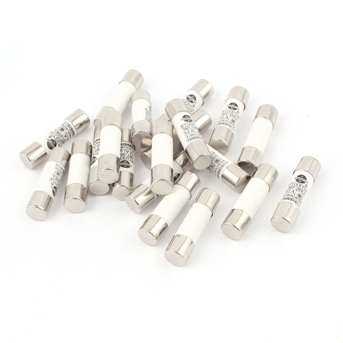 Uxcell 20 Pcs RO15 RT18 RT14 Ceramic Cylindrical Tube Fuse 32A 380V ...