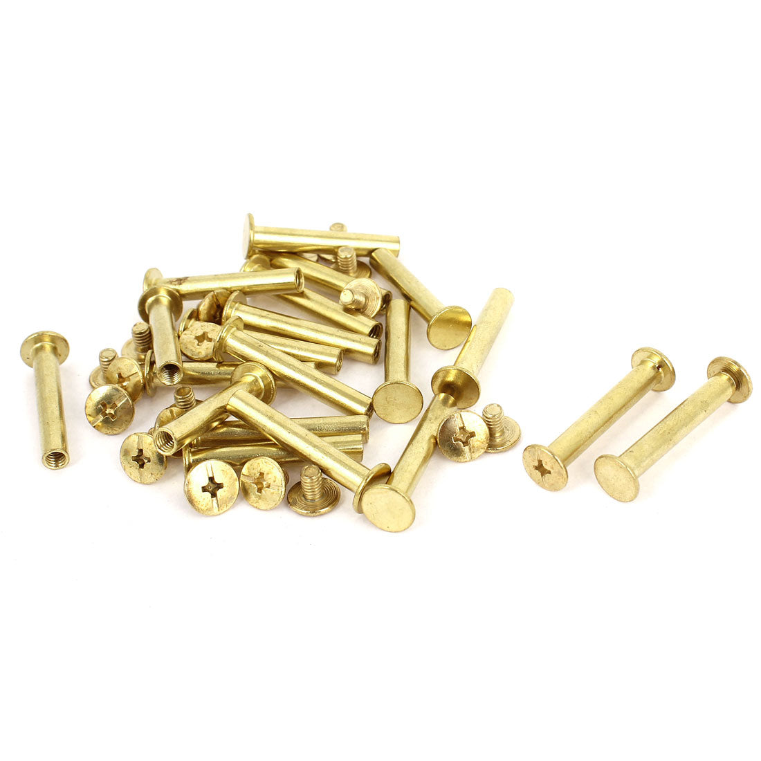 Uxcell Brass Plated 5x30mm Binding Chicago Screw Post 20pcs for Leather ...