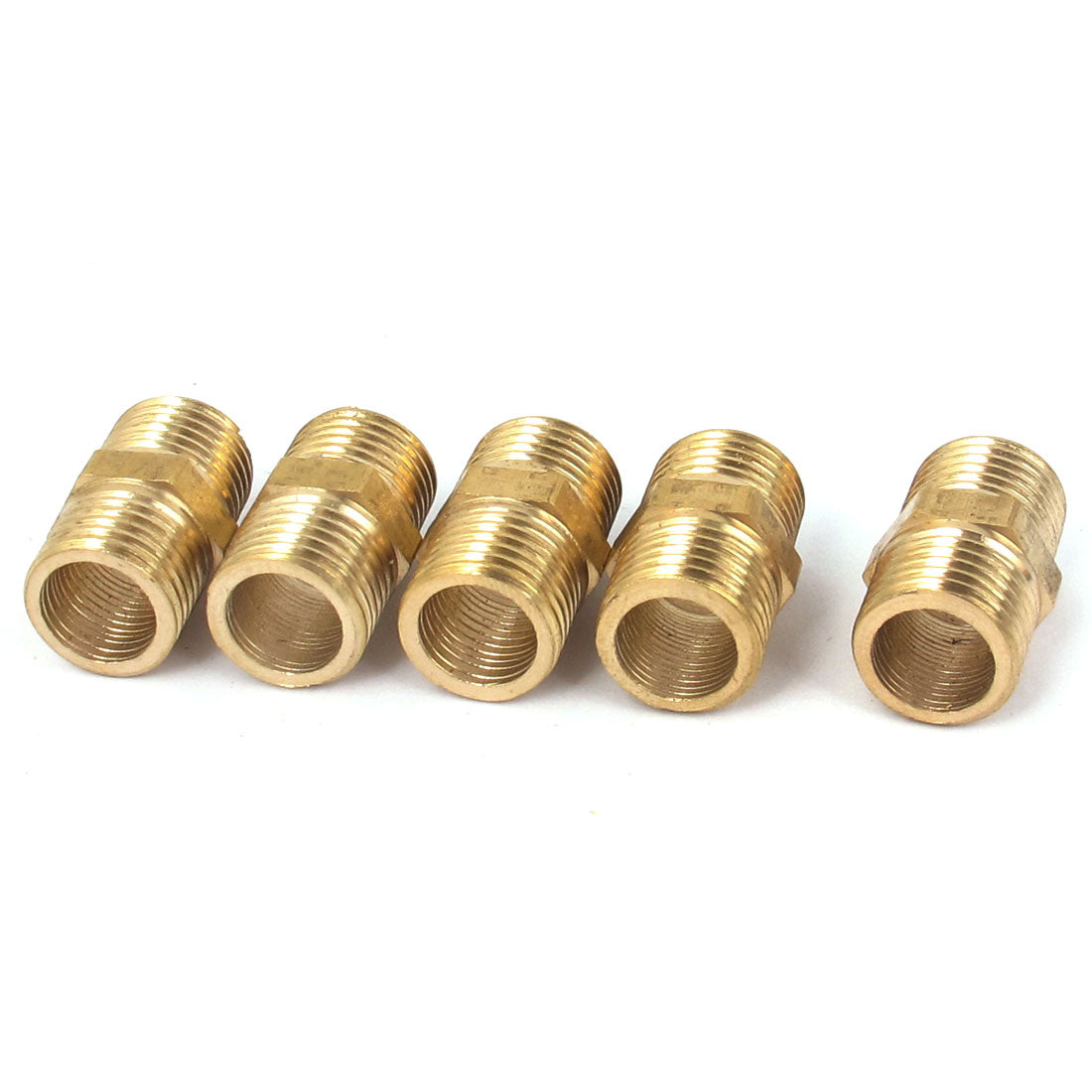 Uxcell G1/4 to G1/4 Pipe Fitting Male Brass Hex 5pcs | Harfington