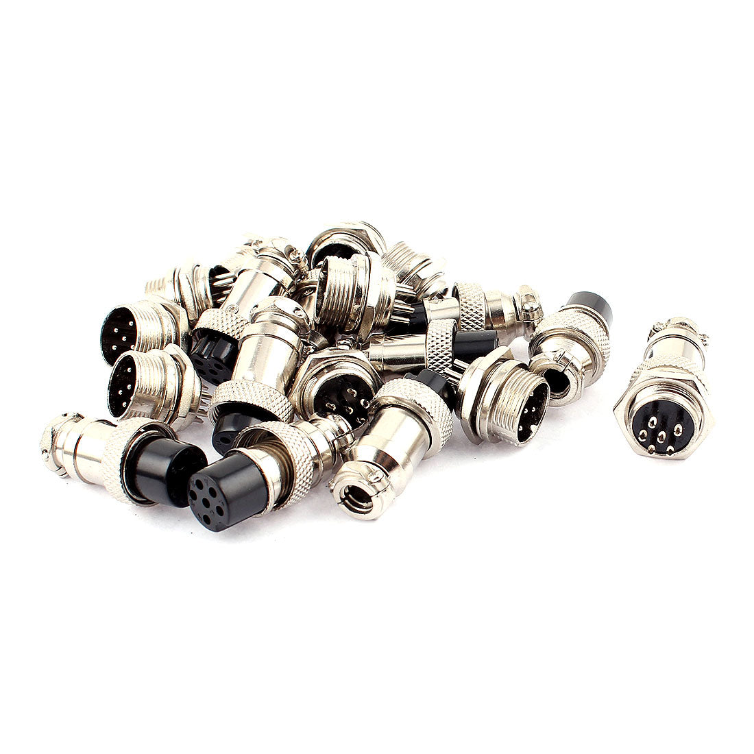 Uxcell 10Pairs 16mm Thread 6 Pins Male Female Panel Metal Aviation Wire ...