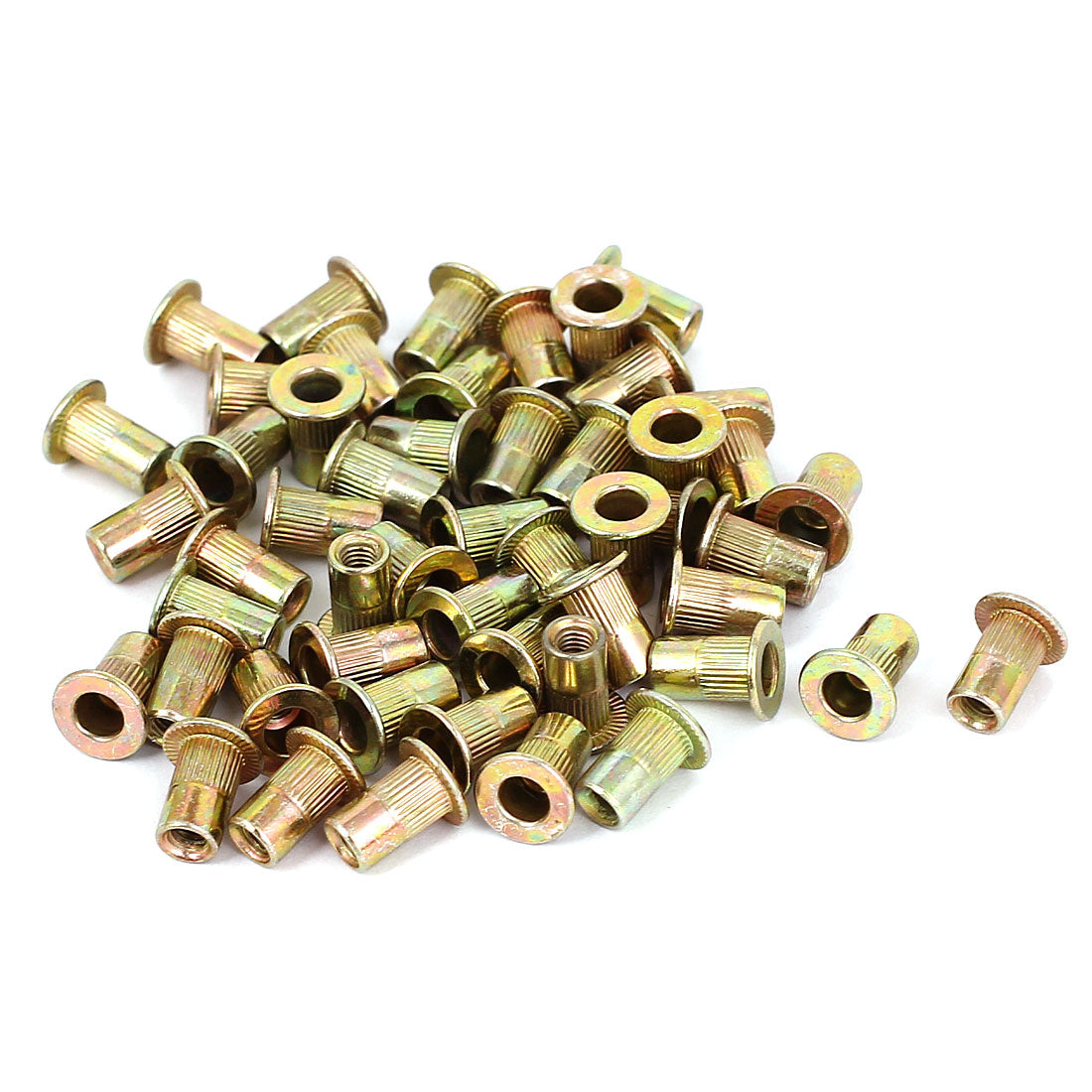 Uxcell 50pcs M3 Carbon Steel Serrated Body Flat Head Blind Nutserts ...