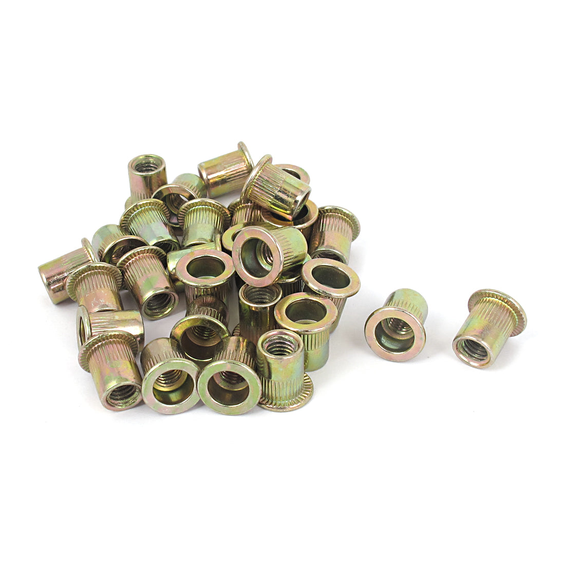 Uxcell 30 Pcs M6x12mm Ribbed Flat Head Rivet Nut Insert Nutserts ...