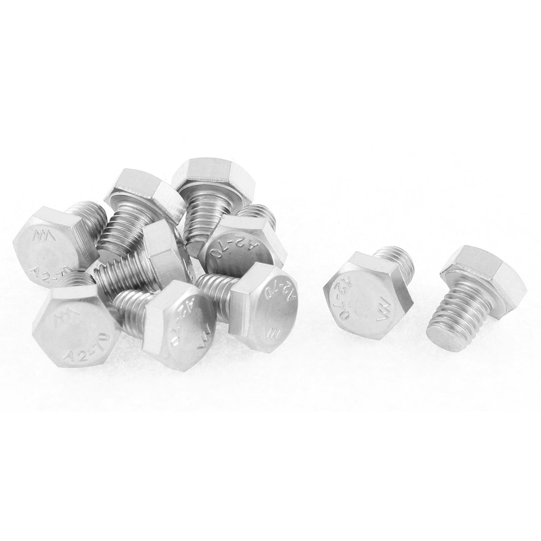 Uxcell M8 x 10mm Metric 304 Stainless Steel Fully Threaded Hex Head ...