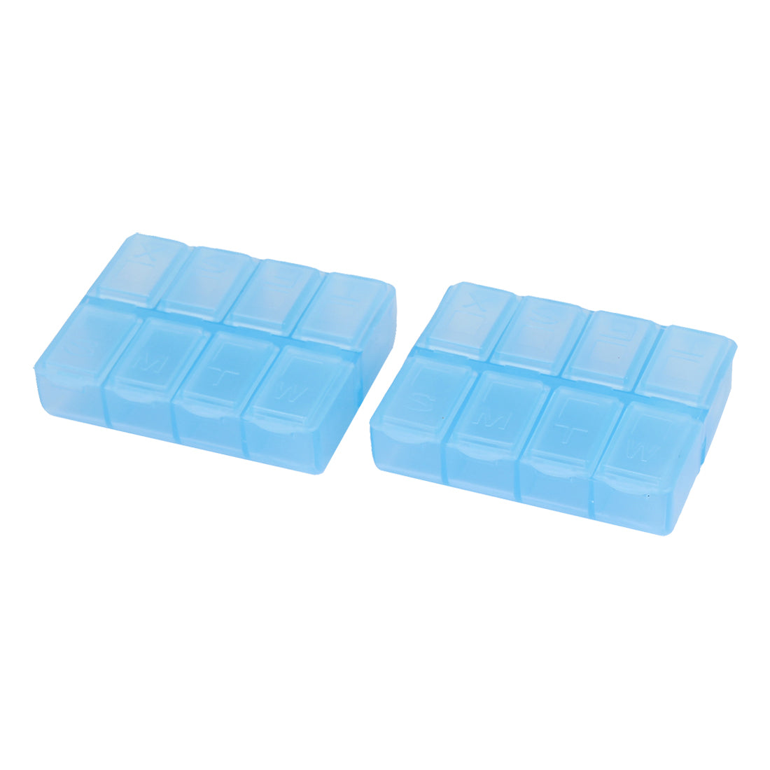 Uxcell 2Pcs Light Blue Plastic Rectangle 8 Compartment Pill Storage ...