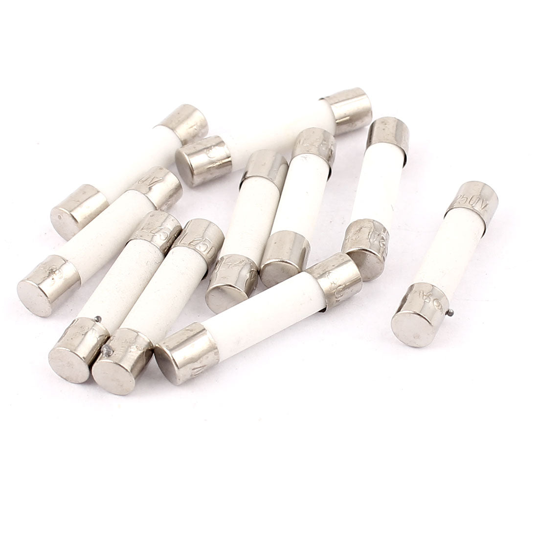 Uxcell 10 PCS 5 x 25mm Fusible Core Cylinder Cap Ceramic Tube Fuse ...