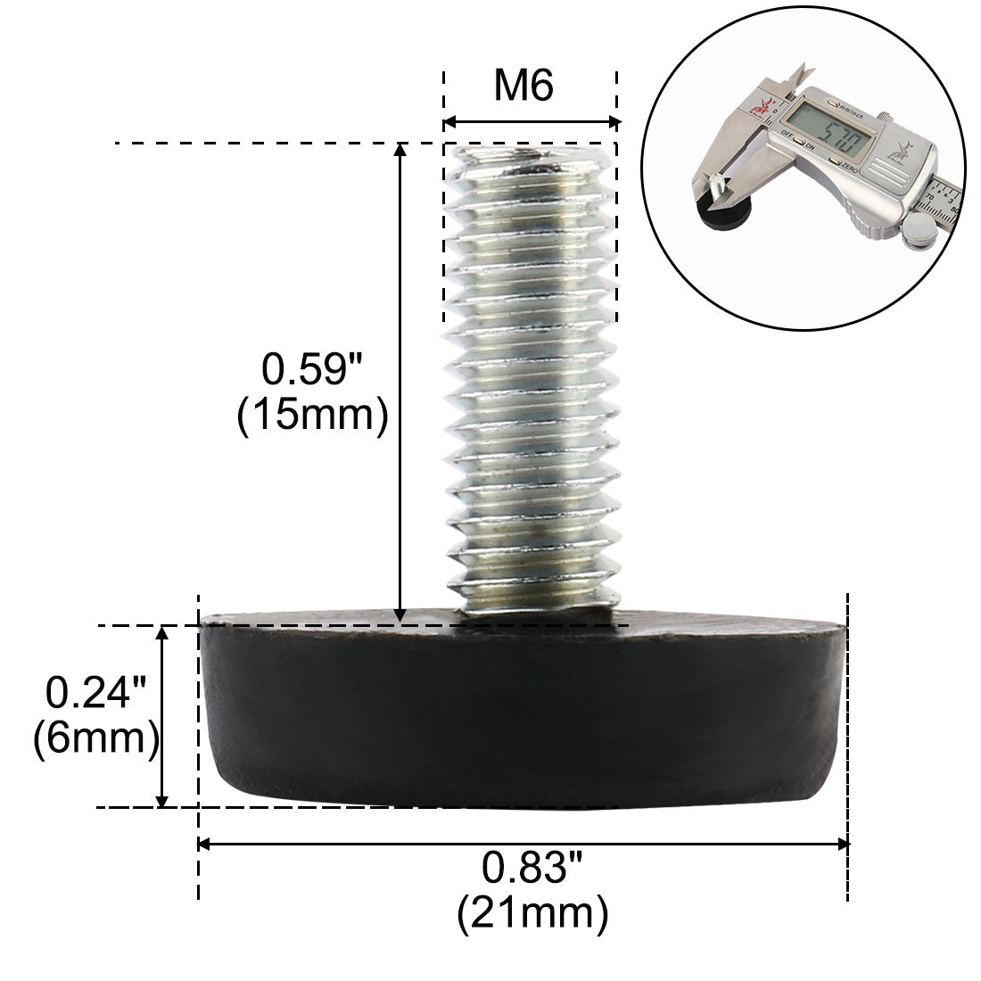 Uxcell M6x15mm Male Thread Furniture Slotted Adjustable Leveling Foot ...