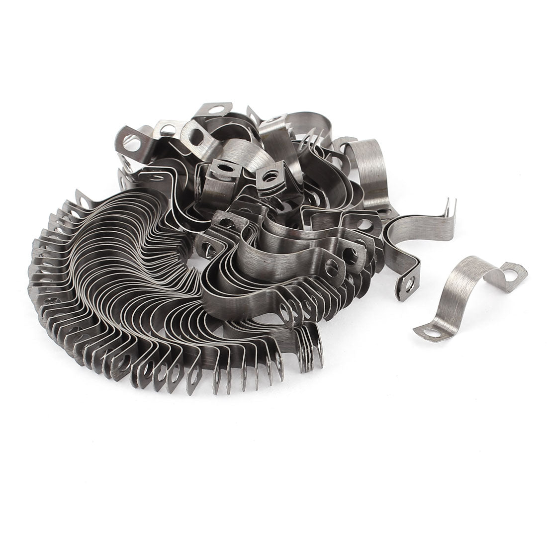 Uxcell 20mm Stainless Steel Two Hole Pipe Strap Clamp Fastener Holder ...