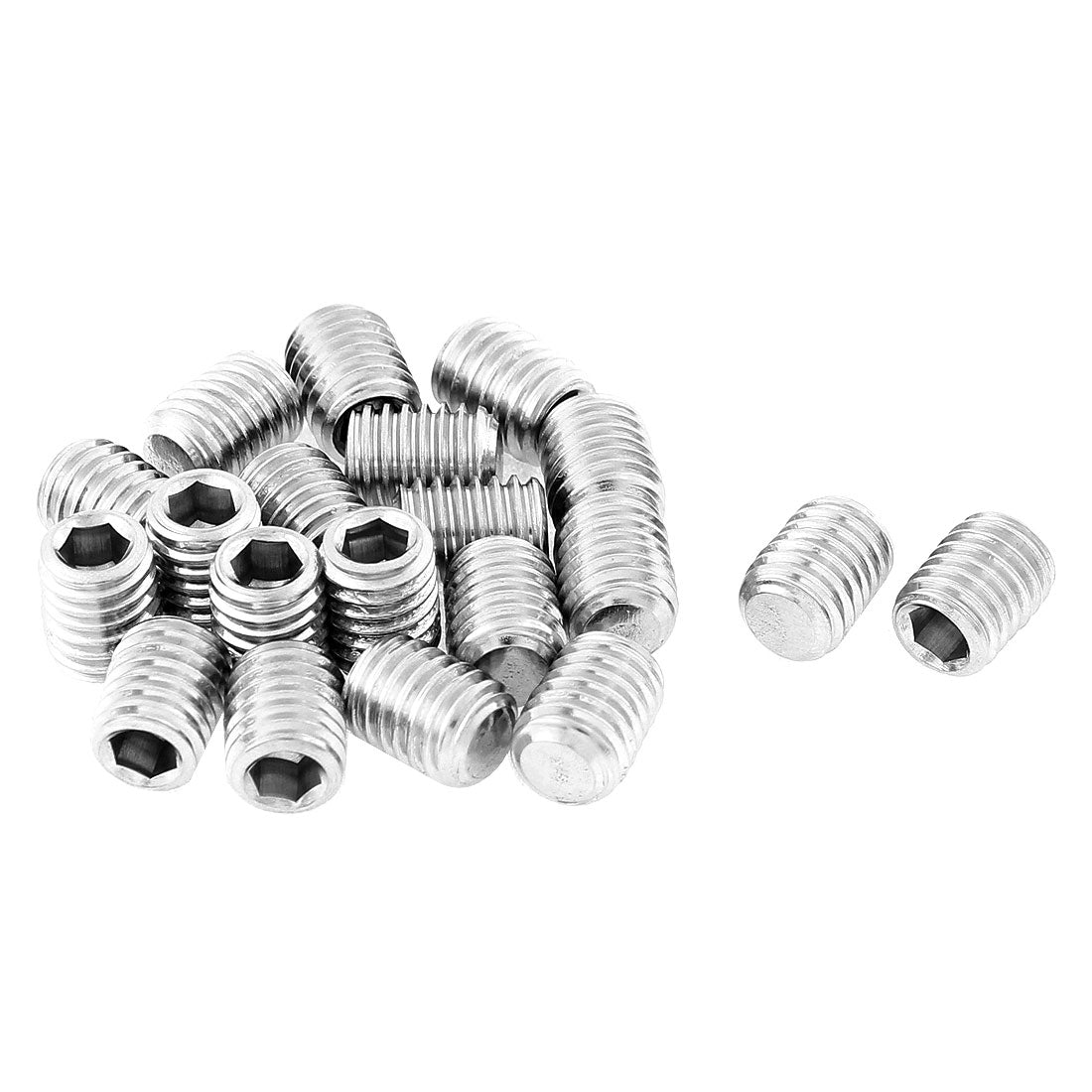 Uxcell M8x10mm 1.25mm Pitch Stainless Steel Hex Socket Set Flat Point Grub Screws 20pcs | Harfington