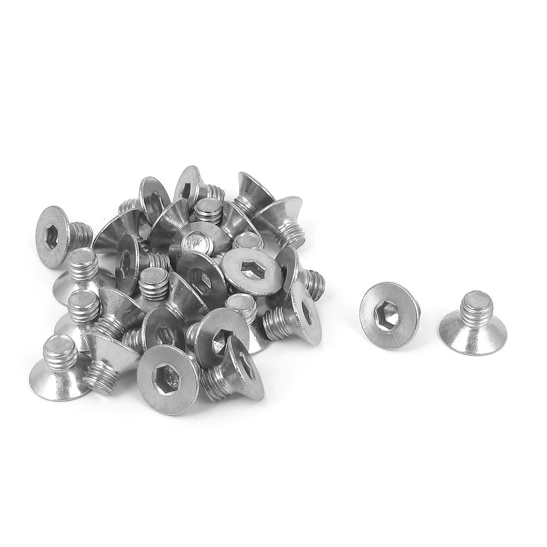 Uxcell M6 x 8mm Metric 304 Stainless Steel Hex Socket Countersunk Flat Head Screw Bolts 30PCS ...