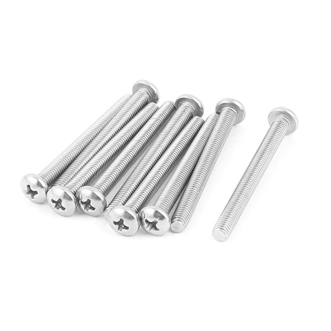 Uxcell M5 x 50mm Threaded Phillips Round Head Machine Screws Bolts ...