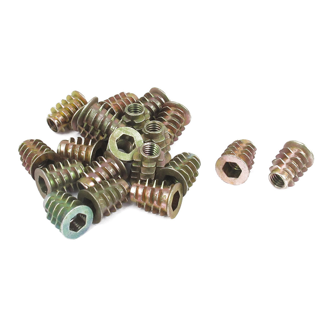 Uxcell 20 Pcs M6x15mm Zinc Plated Hex Socket Screw in Thread Insert Nut ...