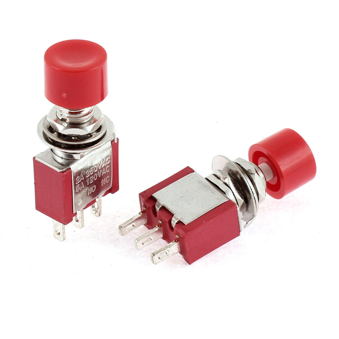 Uxcell 2pcs 3 Terminals Momentary ON/OFF Push Button Switch AC 250V 2A ...