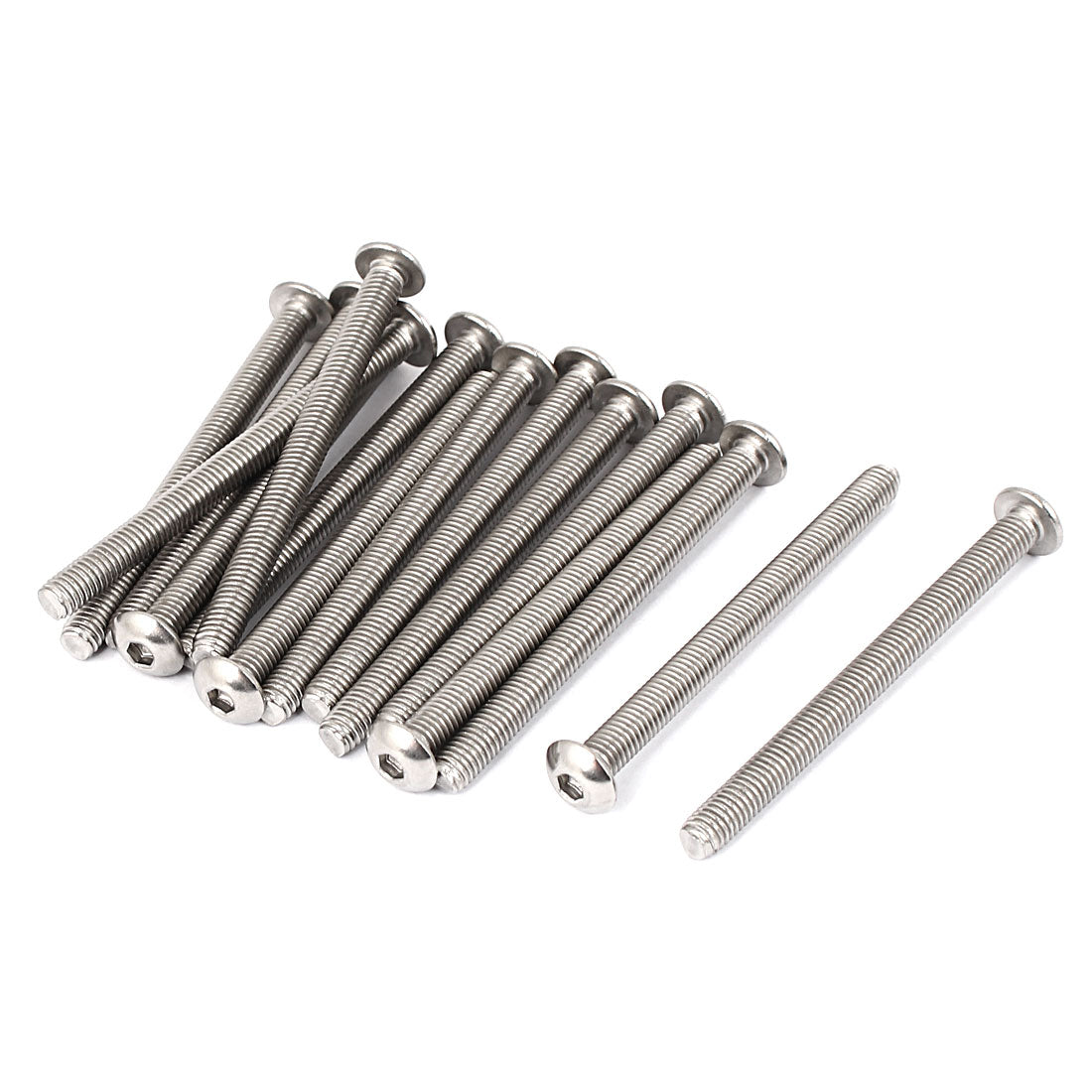 Uxcell M5 x 60mm Full Thread Button Head Socket Cap Screw Silver Tone ...