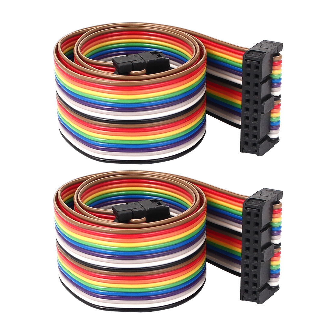 Uxcell 50cm 20 Pin 20 Way F/F Connector IDC Flat Rainbow Color Ribbon ...