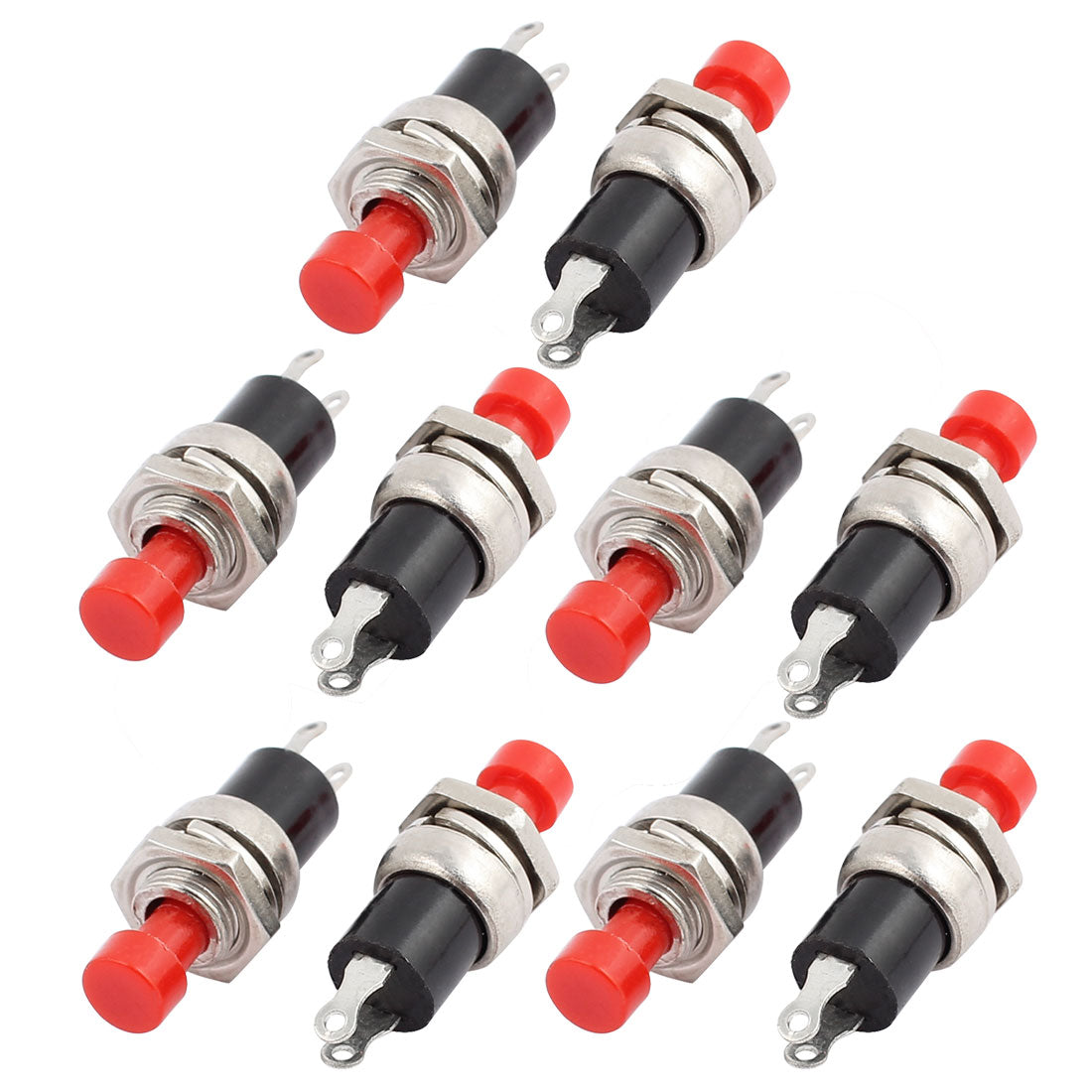 Uxcell 10Pcs AC125V 3A 7mm Mount Dia Normally Open Red Cap Momentary ...