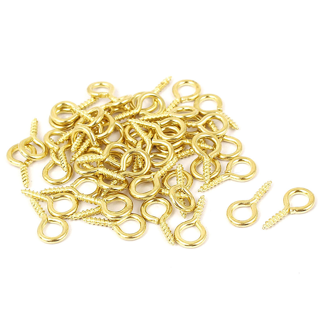 Uxcell Garden Vine Wire 1.7mm Thread Dia Eyelet Screw Eye Hook Gold ...