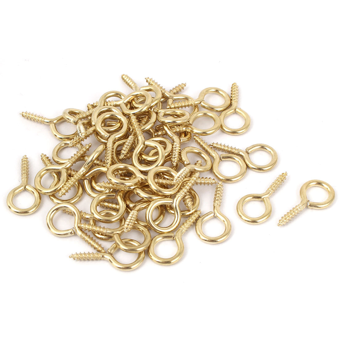 Uxcell Garden Vine Wire 3mm Thread Dia Eyelet Screw Eye Hook Gold Tone ...