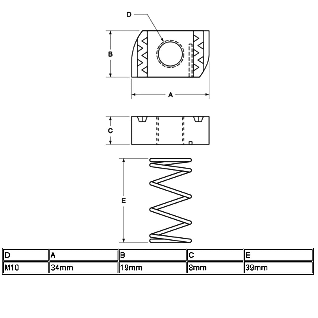 Uxcell 5 Pcs M10 304 Stainless Steel Long Spring Nuts for Unistrut ...
