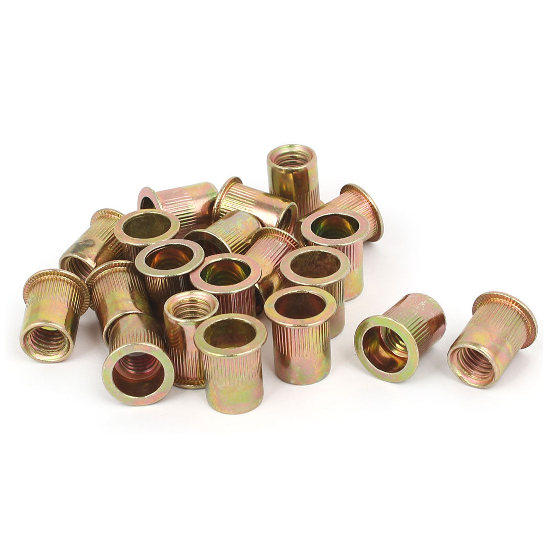 Uxcell 3/8"-16 Straight Knurled Rivet Nut Insert Nutsert Bronze Tone ...
