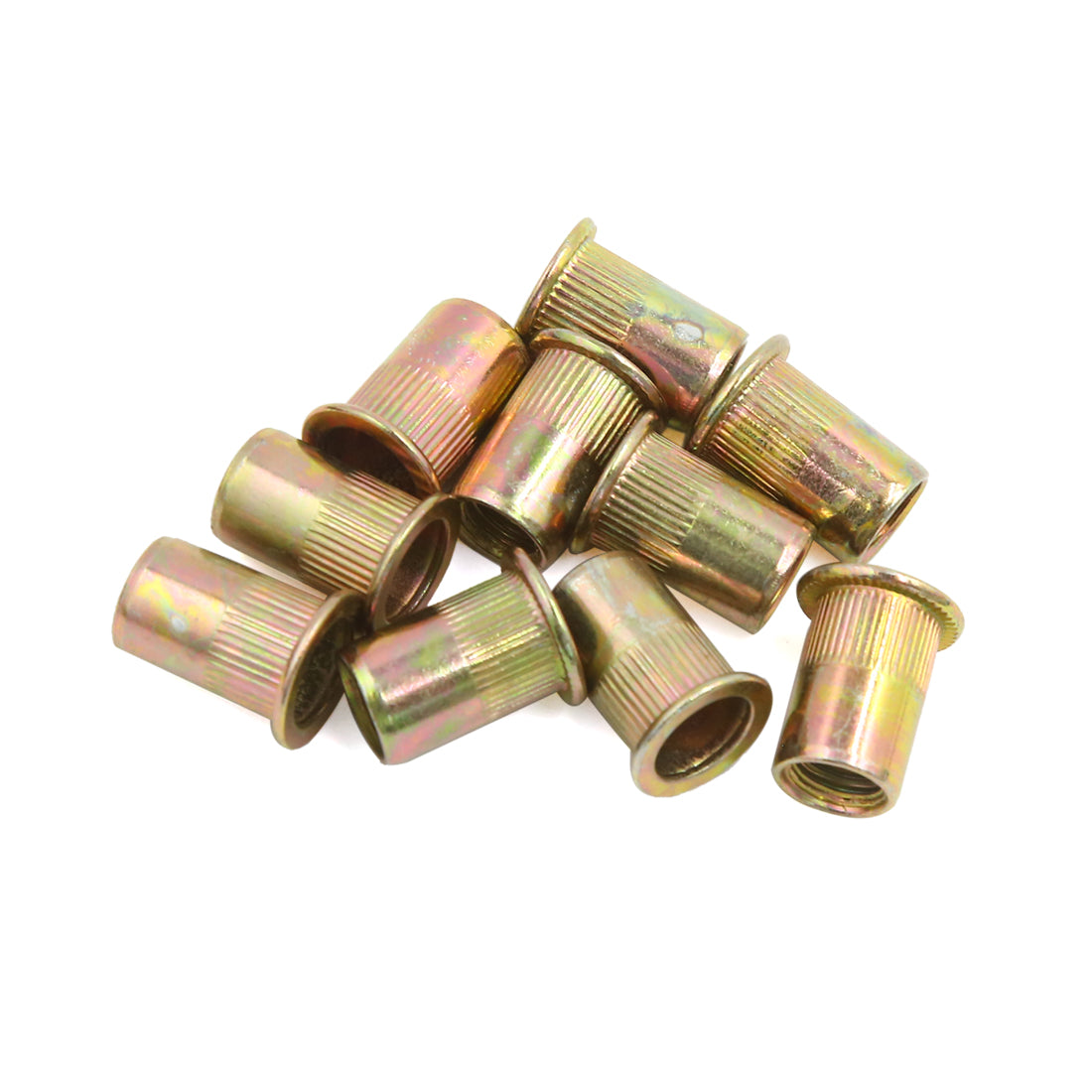 Uxcell 10 Pcs Car M8 Bronze Tone Carbon Steel Thread Metal Rivet Nut ...