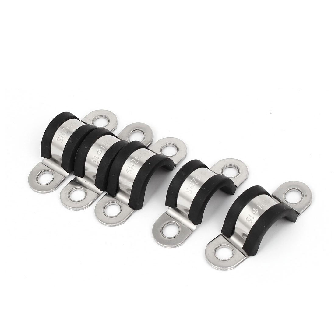 Uxcell 15mm U Clips EPDM Rubber Lined Mounting Brackets Clamps 5 Pcs ...