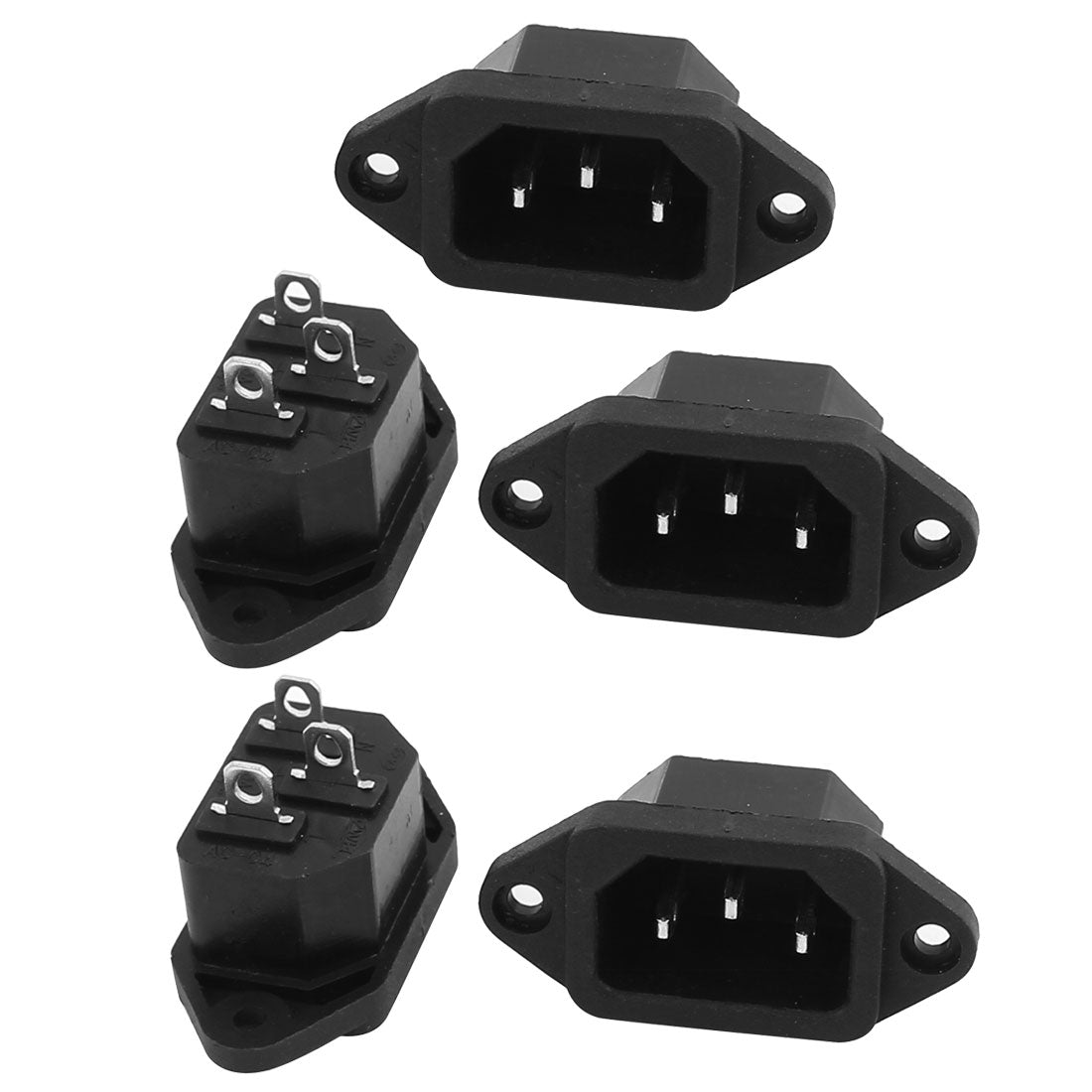 Uxcell 5Pcs AC 250V 10A Male 3 Terminals Panel Mount C14 Power Plug ...
