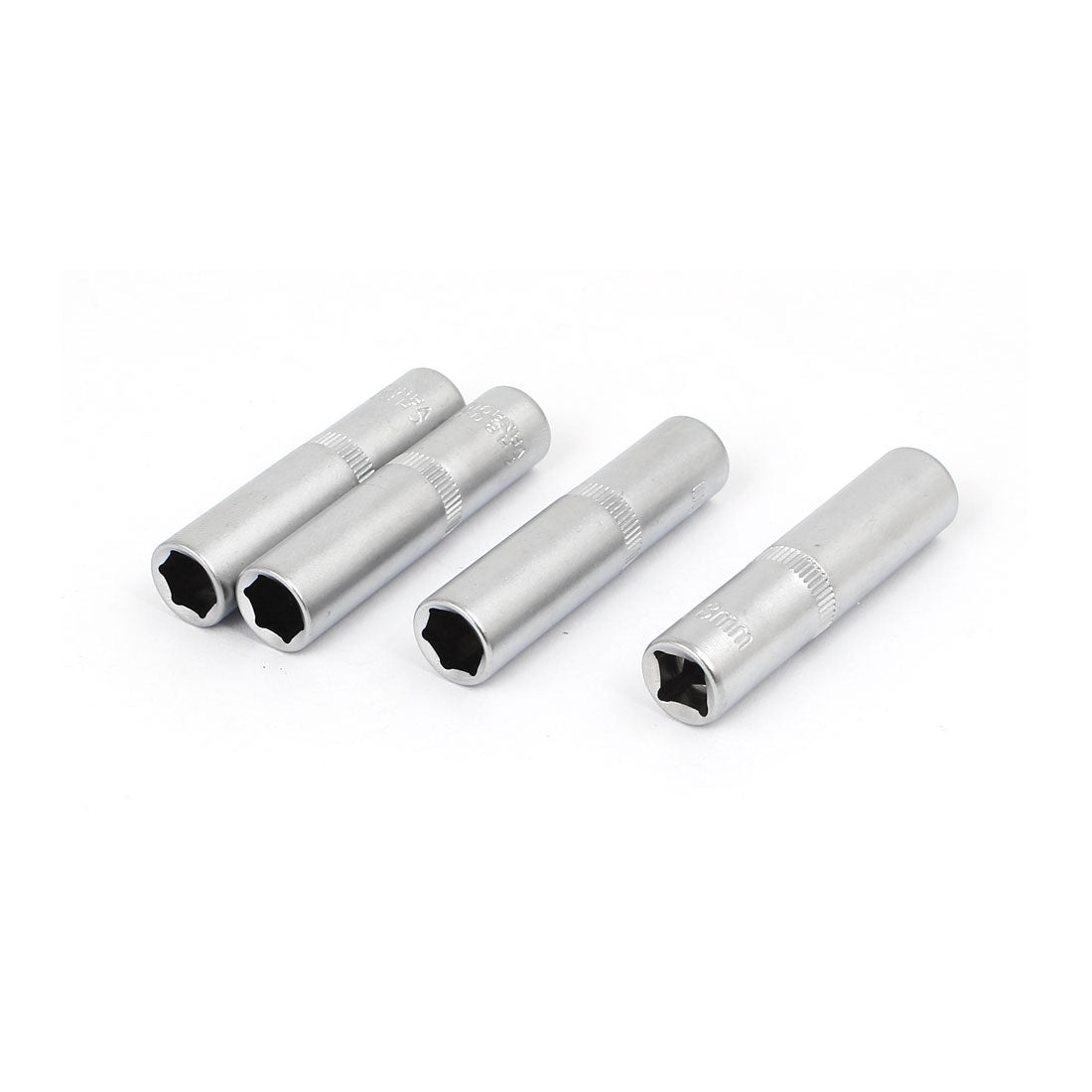 Uxcell 1/4" Square Drive 8mm Metric 6 Point Hex Socket Silver Tone 4pcs ...