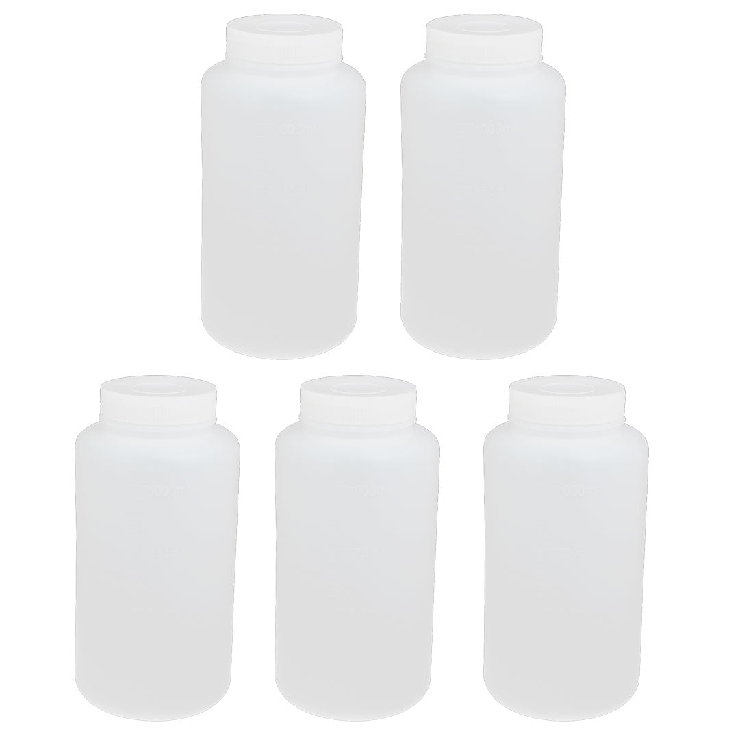 Uxcell 5pcs 1000ml PE Plastic Wide Mouth Sealed Liquid Storage Bottle ...