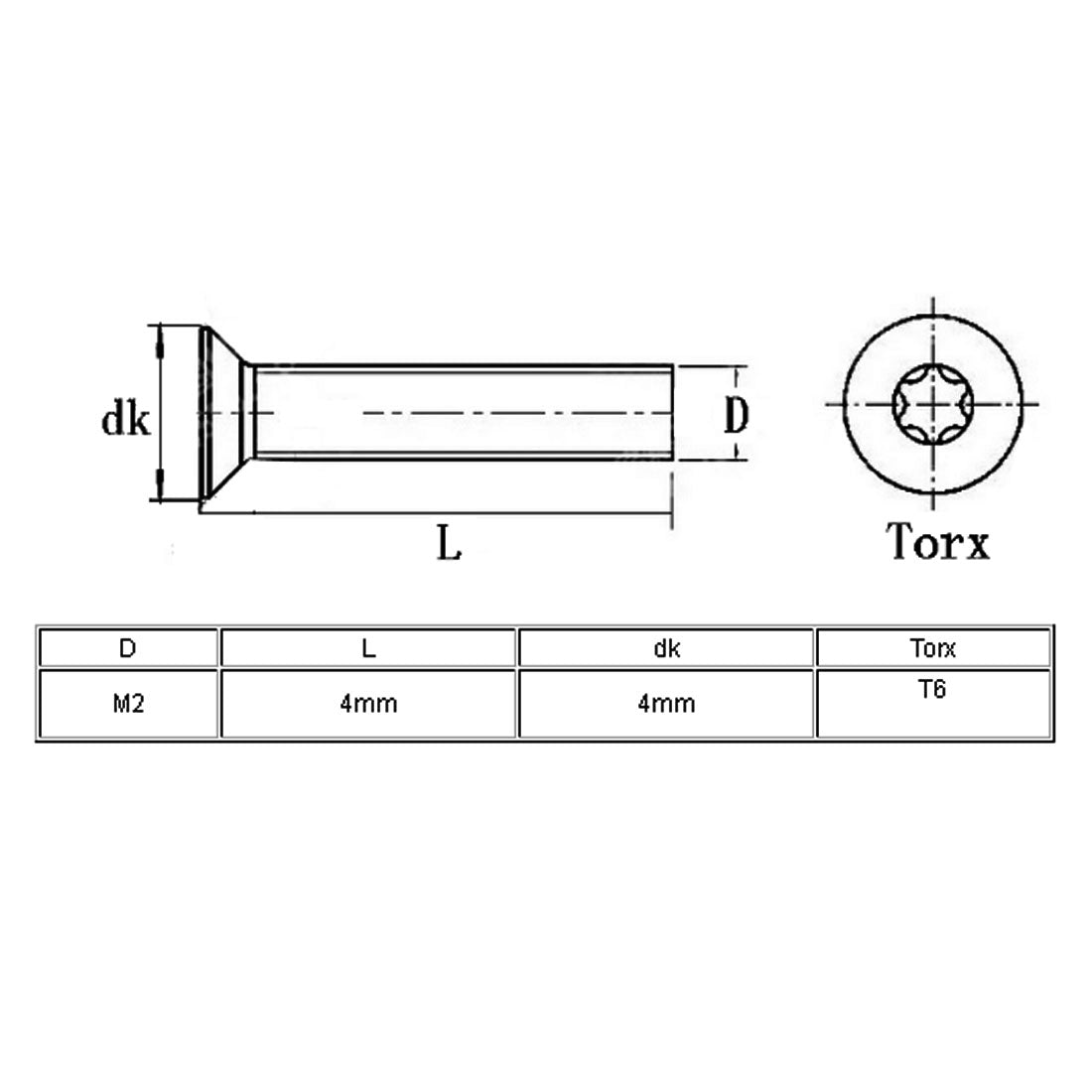 Uxcell Flat Head Torx Screws M2*4mm 304SUS 100pcs | Harfington