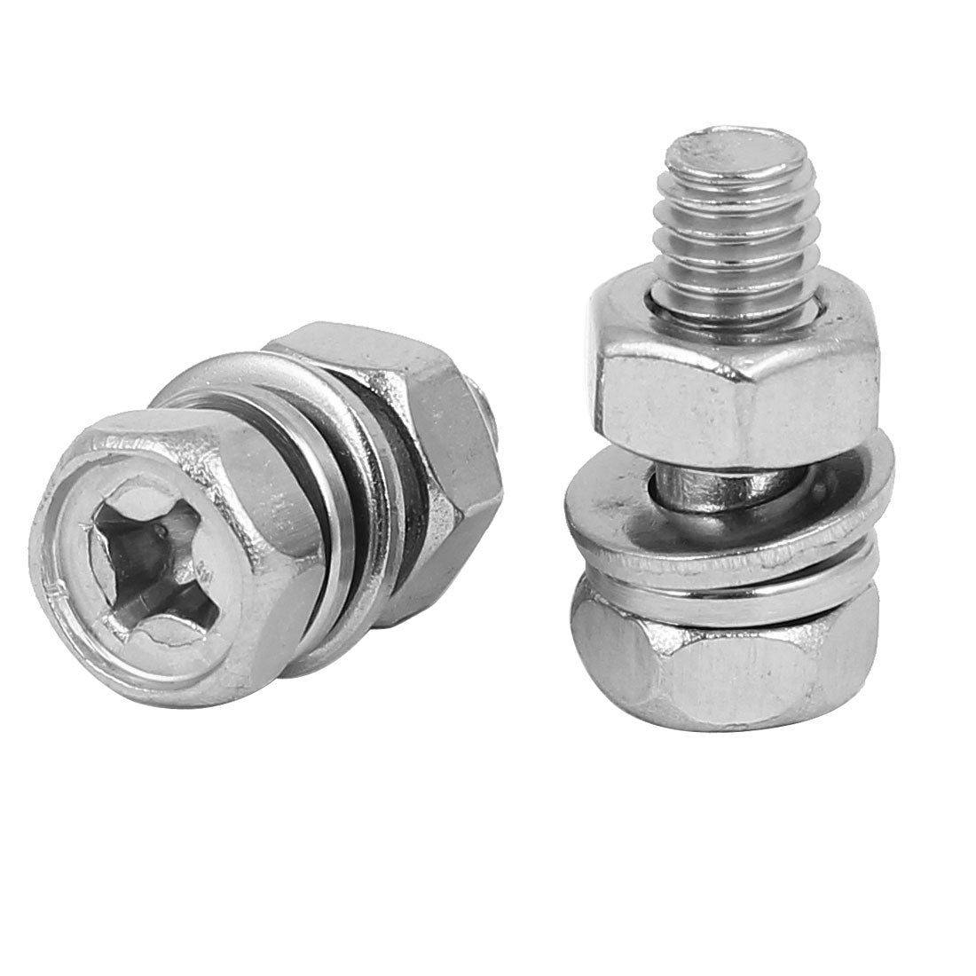 Uxcell M6 x 16mm 304 Stainless Steel Phillips Hex Head Bolts Nuts w ...
